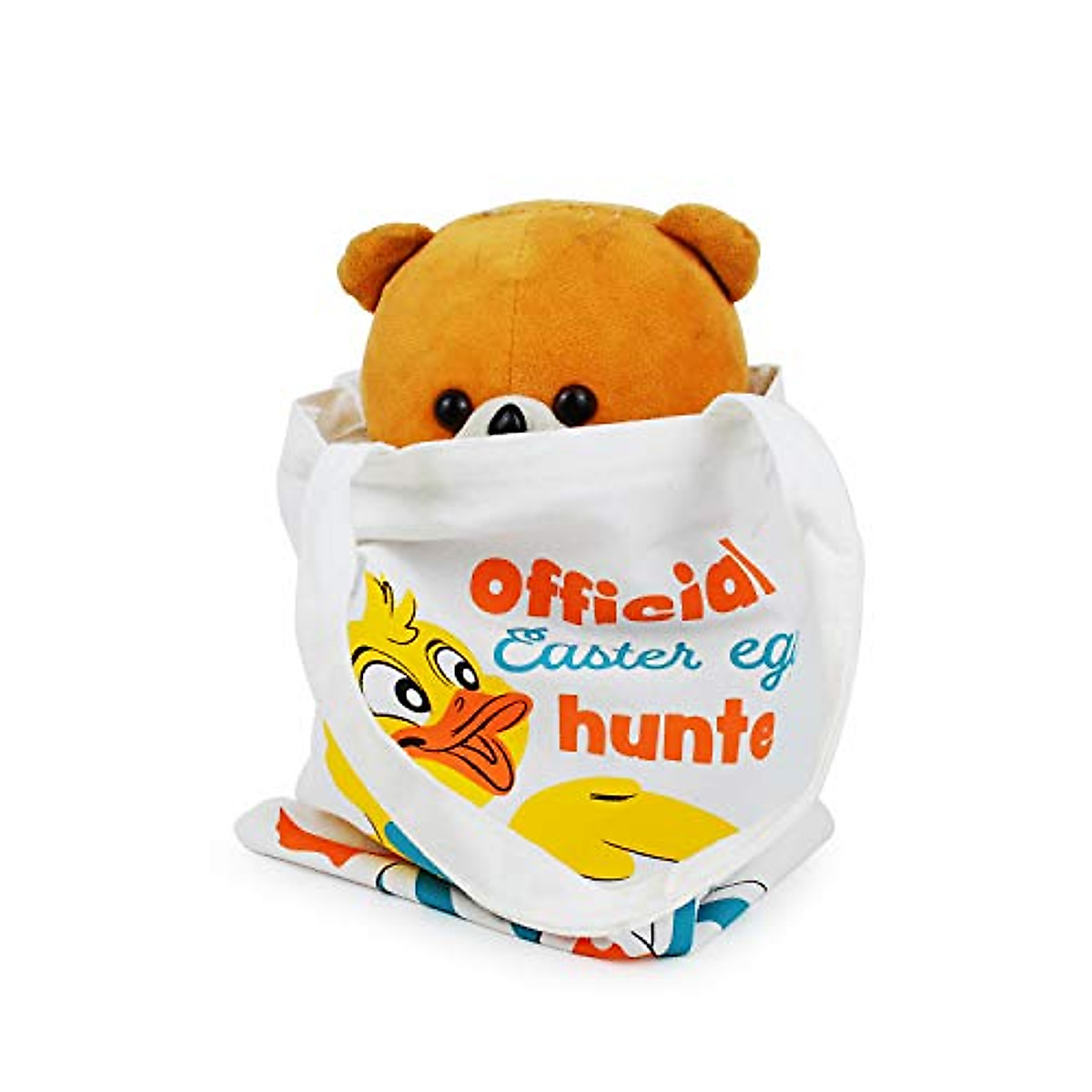 JOYIN Easter Tote Bags Easter Canvas Bags Reusable Grocery Shopping Bags Bunny Bags for Easter Eggs Hunt, Easter Basket, Easter Gift Goodie Bags with Handles for Easter Kids Party Favor Supplies