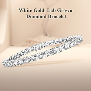 Diamond2Deal 14k White Gold Round Cut Lab Grown Diamond Tennis Bracelet Gift for Women (1 ct, Color-D, Clarity- VS)