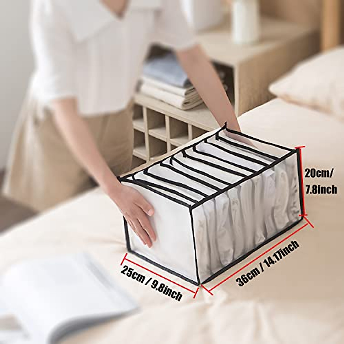 ApTimcity Wardrobe Clothes Organizer, 9 Grid Washable Closet Organizer for Clothing with Compartment Storage Box,Foldable Wardrobe Closet Drawer Bin for T-Shirt (Black)