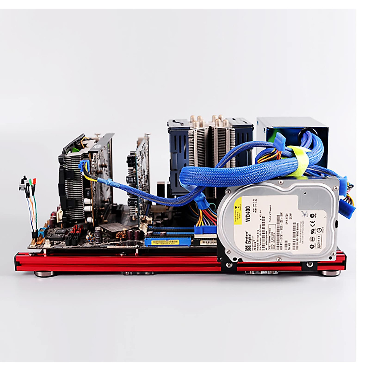 Mini ITX MATX ATX PC Test Bench DIY Open Air Frame Overclock Vertical Case Computer Mount Aluminum Chassis for HTPC Graphics Card/Games/Cooling