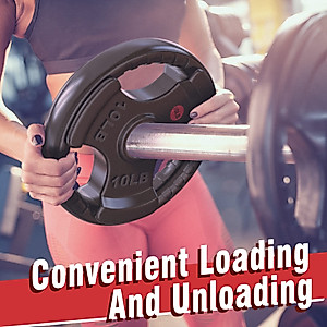 GIKPAL 10lbs Weight Plates 2-Inch Rubber Coated Olympic Weight Plate in Pairs or Single for Weightlifting, Strength Training, Crossfit, Solid Cast Iron Weight Plates for Barbell