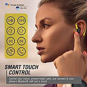 Volkano Momentum Series Sports Earbuds Bluetooth Wireless - Wireless Earphones with Removable Ear Hooks, Waterproof True Wireless Sports Earbuds, Running & Workout Bluetooth Earphones (Yellow)