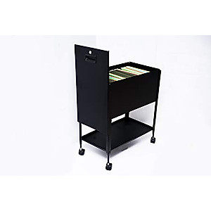 File Rolling Cart with Lid Drawer on Wheels Locking Storage Open Top Shelf Organizer Up to 180 Letter-Size Hanging Folders Heavy Duty Cabinet Box Metal Easy-Roll Mobile & eBook by OISTRIA