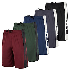 Real Essentials Mens Dry Fit Shorts Dri Active Wear Short Men Athletic Performance Basketball 9 Inch Inseam Sweat Tennis Soccer Running Essentials Gym Casual Workout Sports, Set 13, S, Pack of 5