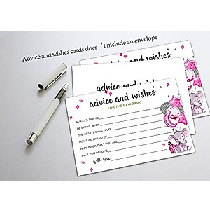 Pink Elephant Advice And Wishes Cards For The New Baby, Baby Advice Cards Perfect Addition to Your Baby Shower Party Game,Decorations Party Supply，25 Cards(bb007-JYK 003)