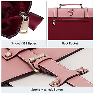 ECOSUSI Laptop Bag for Women Vegan Leather Messenger Bag Fashion Briefcase Backpack 15.6 inch Computer Satchel Bag