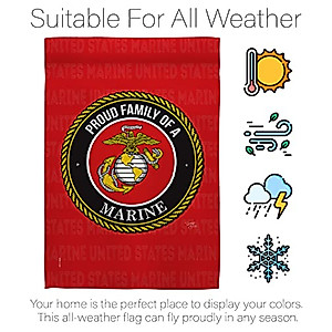Breeze Decor Proud Family Garden Flag Armed Forces Marine Corps USMC Semper Fi United State American Military Veteran Retire Official House Banner Small Yard Gift Double-Sided, Made in USA