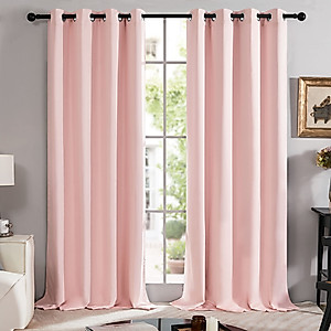 Deconovo 100% Blackout Curtains - 2 Layers, Thermal Insulated, Noise-Reducing Drapes - Bedroom, Nursery, Home Theater - Energy-Efficient & Oeko-TEX Certified - Crystal Pink, 52W x 84L Inch