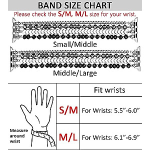 Fastgo Bracelet Band Beaded Compatible with Apple Watch 38mm 40mm 41mm 42mm 44mm 45mm 49mm Women,Fashion Elastic Stretch Strap Bands for Iwatch SE&Series 9 Ultra 8 7 6 5 4 3 2 1(Black/Sliver/Grey,S/M)