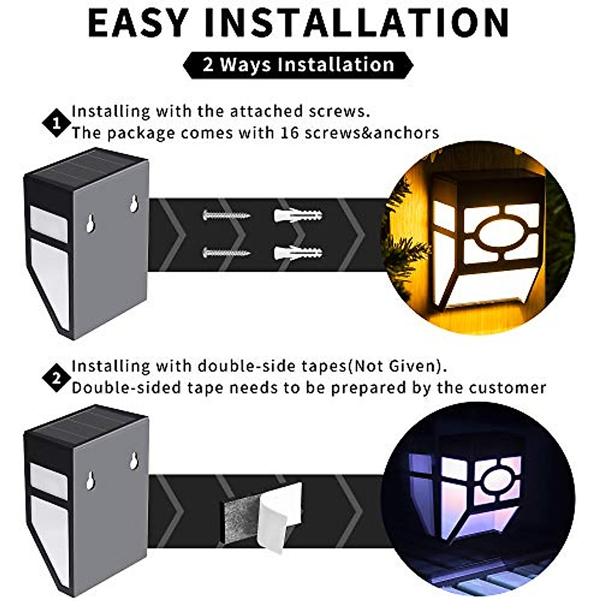 Solpex Solar Deck Lights,Solar Fence Lights, 2 Modes Christmas Decoration Lights,Unique Pattern, Waterproof Automatic Outside, Deck, Patio, Stairs, Yard, Steps, Path & Driveway (RGB & Black 8-Pack)