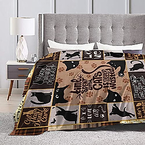 Cat Throw Blanket for Women, Black Cat Gifts for Cat Lovers, Cat Lover Gifts Lady Blanket, Blankets for Cats Gifts Idea Throws Women Men