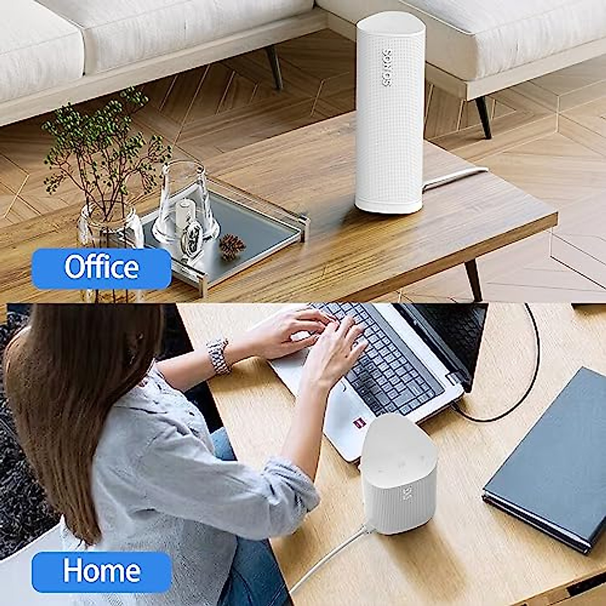 Rounkin Wireless Charger Compatible with Sonos Roam, Magnetic Charging Base, Power up Charging Dock for Portable Bluetooth Speaker for Sonos Roam SL(White)