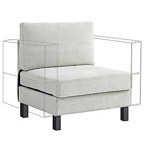 HOMCOM Module for Modular Sectional Sofa, Middle Armless Chair with Wood Legs and Pocket Spring for Living Room, Bedroom, Cream White