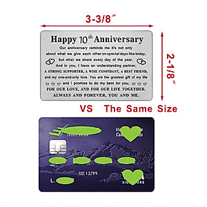 TGCNQ Metal Engraved 10 Year Anniversary Card, 10th Anniversary Card Gifts for Husband Wife Him Her, 10 Year Wedding Anniversary Decorations