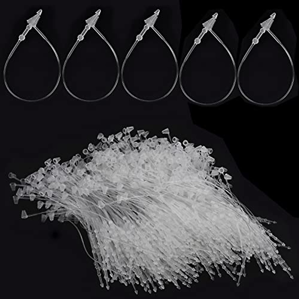 3" Plastic Fastener Clear Hang Tag Snap Lock Plastic Tag Fasteners Pin Security Loop for Retail Store Clothing Price Tag Pins (1000 Pcs)