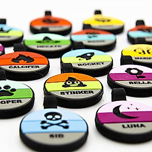 Silent Dog Tag Personalized with 5 Lines of Custom Deep Engraved Durable Soundless Silicone Pet ID Name Tag Round Designer Green