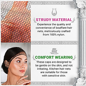 ABC Black Disposable Hair Net, 28 Inch. Pack of 100 Nylon Hair Nets Food Service Disposable. Elastic Disposable Hair Cap Medical. Disposable Surgical Cap. Bouffant Hair Nets Food Service Women