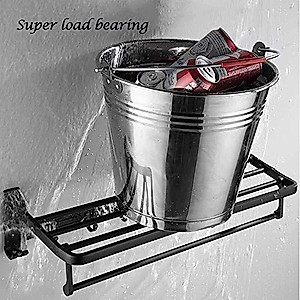 Towel Racks,Towel Rails, Wall Mounted Towel Shelf for Bathroom Aluminum 90° Foldable Towels Rail Bars with Hooks for Kitchen Towels Rack