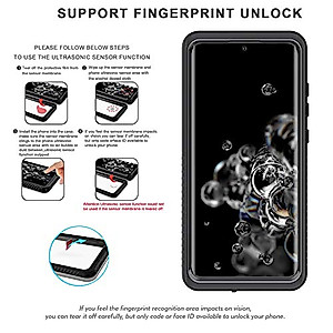 Lanhiem Samsung Galaxy S20 Ultra Case, IP68 Waterproof Dustproof Shockproof Case with Built-in Screen Protector, Heavy Duty Full Body Protective Cover for Galaxy S20 Ultra 5G 6.9 Inch, Black/Clear