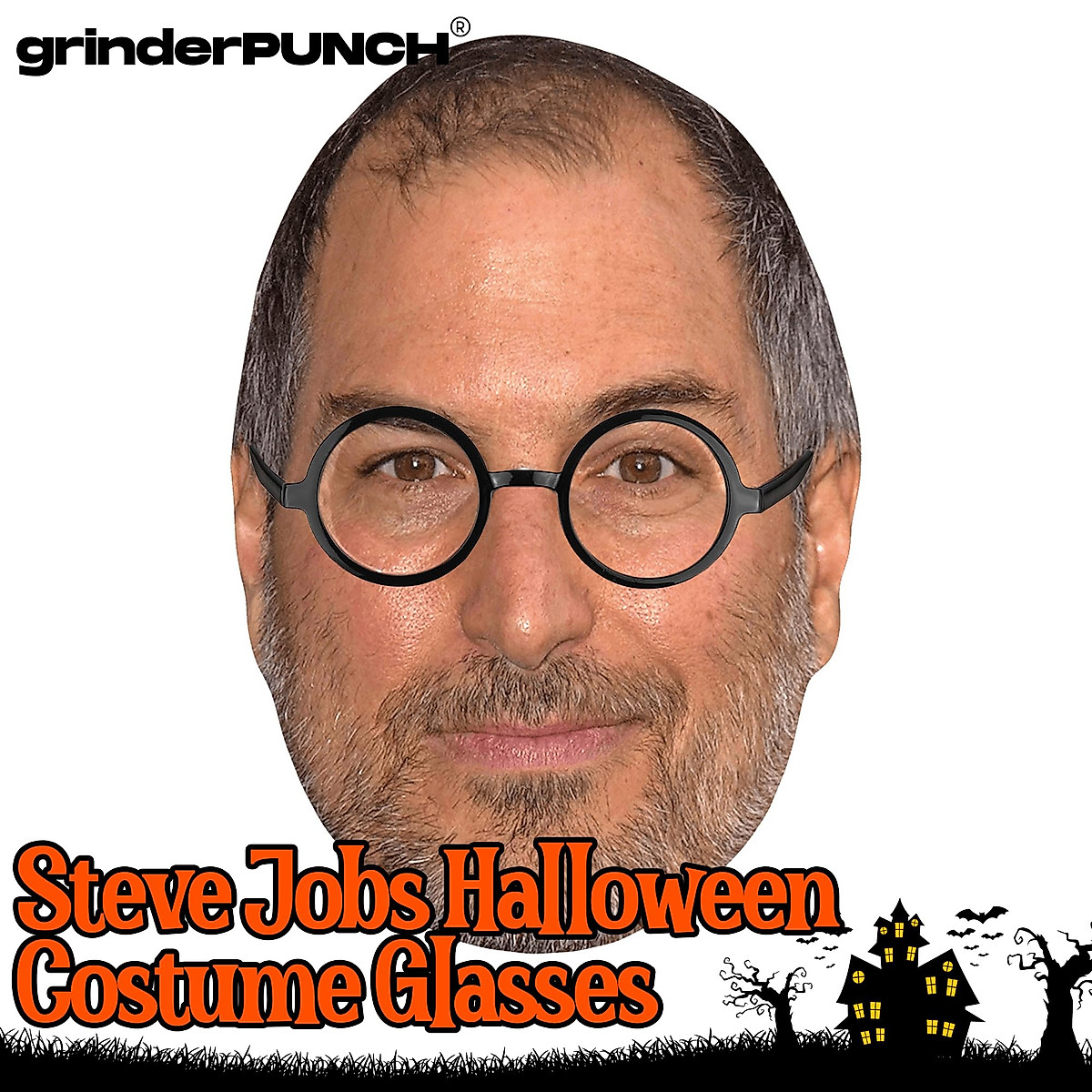 grinderPUNCH Costume Glasses | Thin Round Nerd Halloween Eyeglasses | Wizard Glasses | Adults (Black)