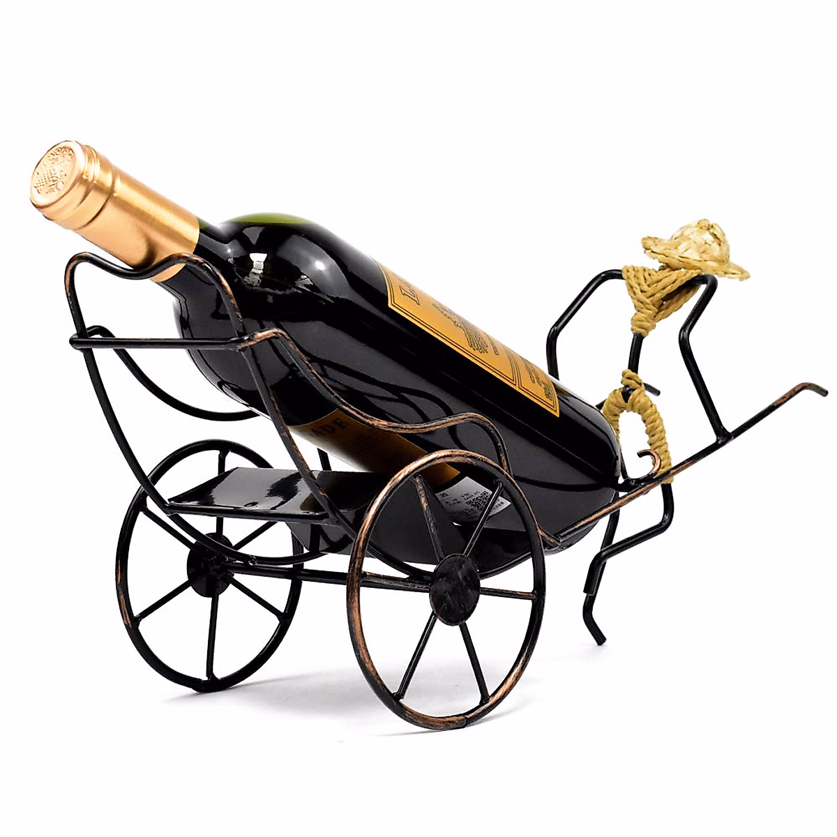 Wine Bottle Holder Stand Rickshaw Decor Display countertop Tabletop Wine Rack Single Bottle Home Gift Kitchen Gift Wine Shelf