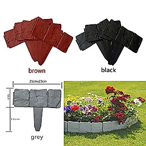W&Y-YWSH Garden Landscape Edging Borders for Flower Beds, Border Edging, Gray Stone Effect Plastic Garden Edging Hammer-in Lawn Palisade Fencing, No Dig Landscape Edging - 10/20Pcs