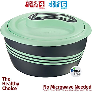 Pinnacle Insulated Casserole Dish with Lid 3 pc Set 2.6/2/1 qt. Hot Pot Food Warmer/Cooler –Thermal Soup/Salad Serving Bowl- Stainless Steel Hot Food Container–Best Gift Set for Moms –Holidays Green