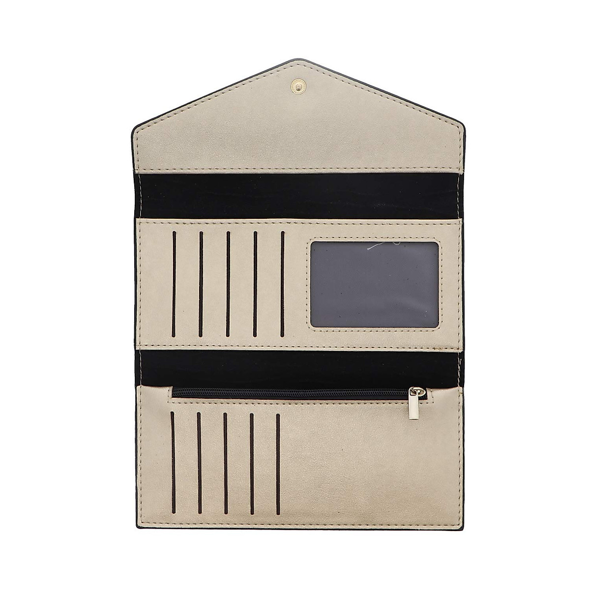 Cute Faux Leather Clutch Solid Color Wallet Organizer-Gold