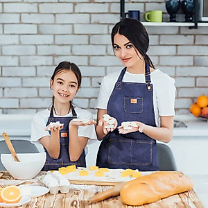 lazynice Kids Apron Kids Jeans Apron For Boys, Girls Apron Chef Cotton Denim Apron With 3 Pockets Kitchen Cooking Baking Wear, Gardening,Painting, BBQ, Art,DIY,Drawing