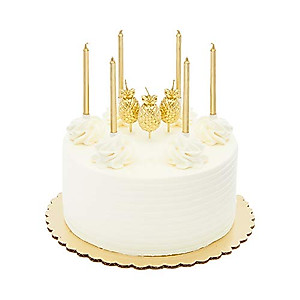 Pineapple Cake Toppers, Thin Candles, Birthday Party Supplies (Gold, 30 Pieces)