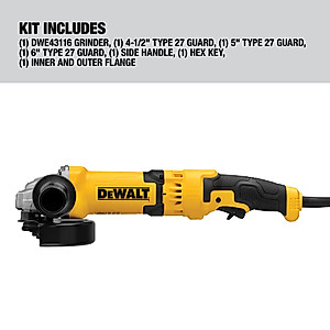 DEWALT Angle Grinder Tool, 4-1/2-Inch to 6-Inch, Trigger Switch (DWE43116), Black,yellow,grey