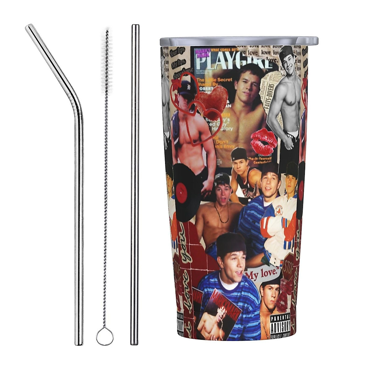 OAEWRE Mark Actors Wahlberg Stainless Steel Mug Insulated Tumbler Coffee Mugs with Lids and Straw Double Wall Vacuum Cup 20oz