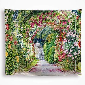 VAKADO Flower Tapestry Wall Hanging Spring Summer Floral Tapestry for Bedroom Aesthetic Garden Flower Wall Art Decor for Livingroom Dorm 59"X82.6"