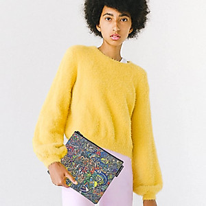 ODDS N TOTES Pencil Pouch, Canvas Zipper Pouch, Small Makeup Bag, Toiletry Bag, Cute Pencil Case (Bundle Pack of 3: Funny Monsters, Bears, Graffiti)