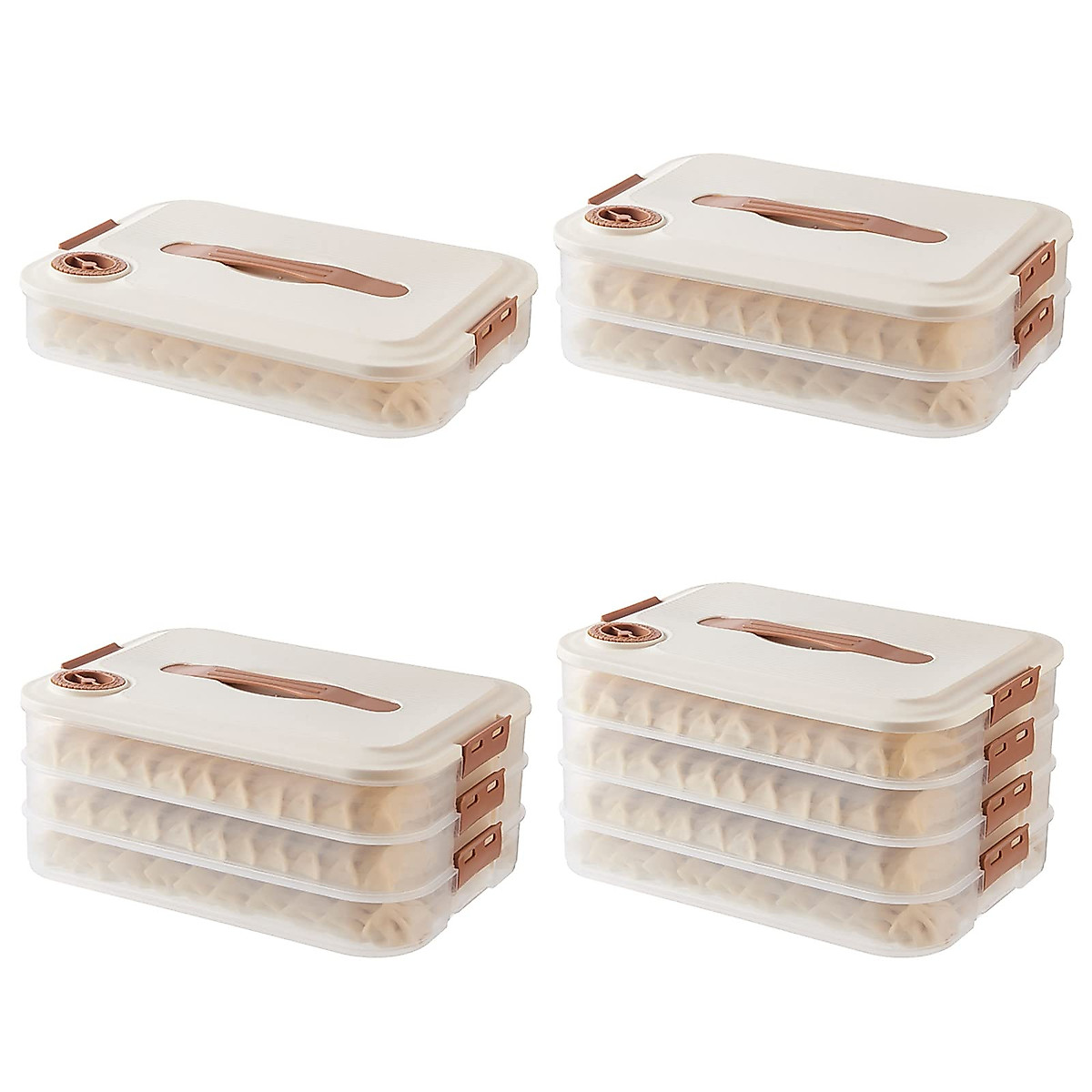 Hisocute Multi-layer Dumpling Storage Box With Lid Sealing Organization Container For Kitchen Vegetable Dumpling Box, 4-tier