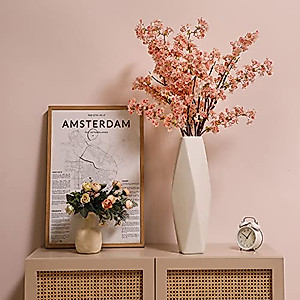 Sunm Boutique 3PCS Cherry Blossom Branches, Pink Plum Blossom Flowers Artificial Cherry Blossom Decor Tree Stems Faux Cherry Flowers Vase for Wedding Home Table Party Beach Theme Decor, 39''