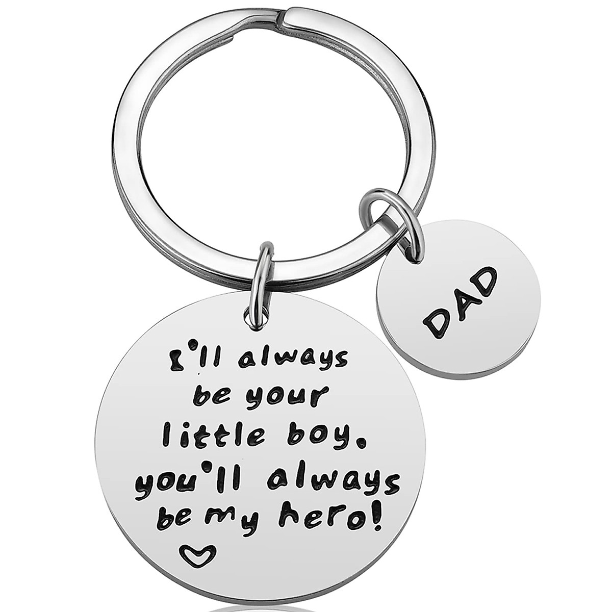 Father's Day Dad Gifts from Son - Christmas Gifts for Dad, Dad Birthday Gifts, Valentines Day Gifts for Dad, I'll Always Be Your Little Boy You'll Be My Hero Father Son Keychain