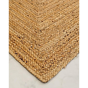 KEMA Jute Braided Area Rug, 4x6 Feet (48x72 Inches) - Rustic Vintage Braided Reversible Rectangular Rug, Shag Rugs for Bedroom, Jute Kitchen Rug, Living Room Rugs, Floor Rug