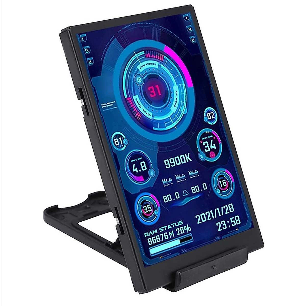 Aoutecen Display Screen, USB 360° Rotation IPS Full View Mini Monitor Simple Installation for Working