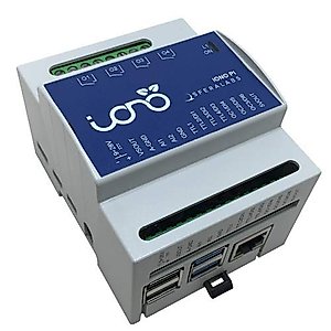 Sfera Labs Iono Pi Pi4B 2GB - Raspberry Pi I/O Module - DIN-Rail Case, 4 relays, Analog/Digital Inputs, OC Outputs, TTL I/O, Wiegand, 1-Wire, Real Time Clock (RTC), Secure Element Chip