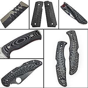 Cool Hand 2 pcs G10 Knife Handle Scales Slabs Custom DIY Tool Material for Knives Making Blanks Blades, Gray/Black, KHM-G10-5