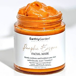 EarthlyGarden Pumpkin Enzyme Face Mask | Vegan, Cruelty-Free | Cleanse, Exfoliate, Moisturize & Hydrate | Brighten Dull Skin + Dark Spots | For All Skin Types
