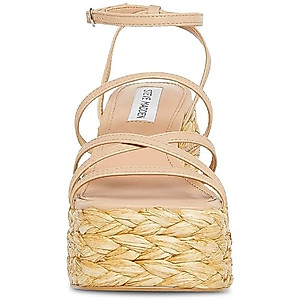 Steve Madden Belise Wedge Sandal Natural Leather 7.5 M