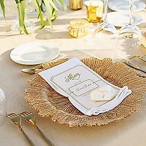 WUWEOT 12 Pack 13" Gold Charger Plates, Plate Chargers with Flora Reef Design, Plastic Round Ruffled Rim Dinner Charger Plates for Dinner Wedding Party Decoration