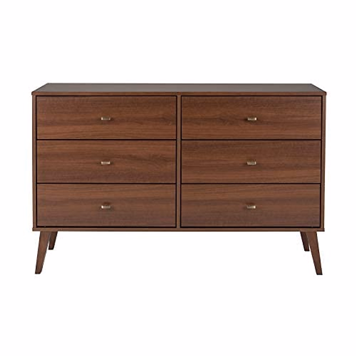 Prepac Milo Mid-Century 6 Drawer Dresser For Bedroom, 16" D x 52.50" W x 33" H, Cherry