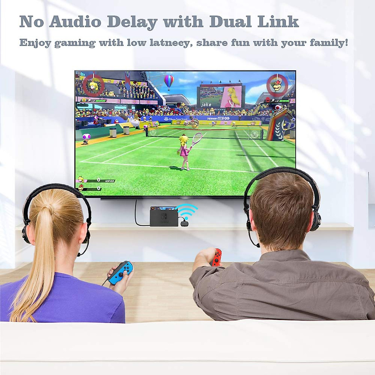 Friencity Bluetooth Audio Transmitter for Nintendo Switch PS4, Low Latency USB Type C Wireless Adapter, Support in-Game Voice& Two Headphones, Compatible with Airpod, Bose, Sony Headphone, Plug n Play