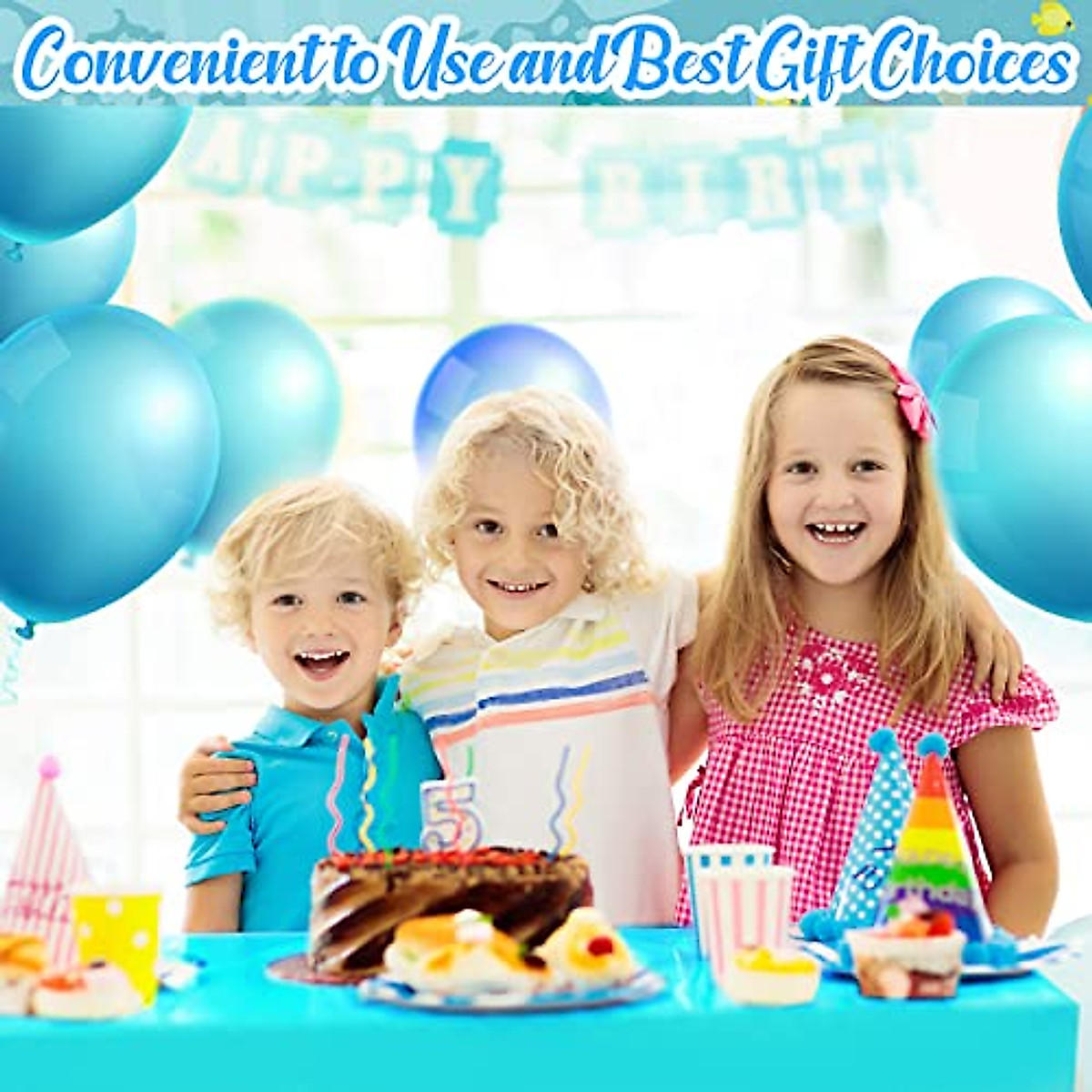 12 Pcs Plastic Table Cloth Disposable Table Cover Plastic Table Cloth for Indoor or Outdoor Tables Parties Picnic Birthdays and Weddings, 54" x 108" (Lake Blue,Sky Blue,Dark Blue)