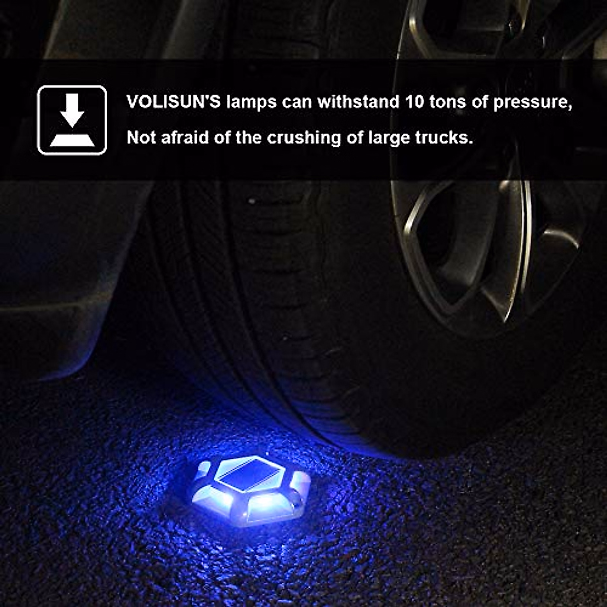 VOLISUN Solar Dock Lights Driveway Deck Lights, 12-Pack Waterproof 600mAh Outdoor LED Aluminum Dock Lighting Warning Step Lights for Driveway Sidewalk Garden Pathway Yard(Blue)