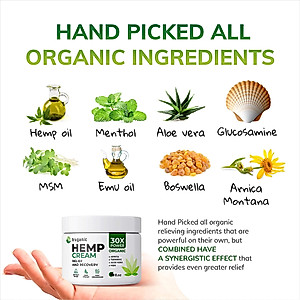 Truganic Premium Hemp Relief Cream 500,000,000-Powerful Soothing Hemp Cream for Back, Muscle, Joints, Skin Care