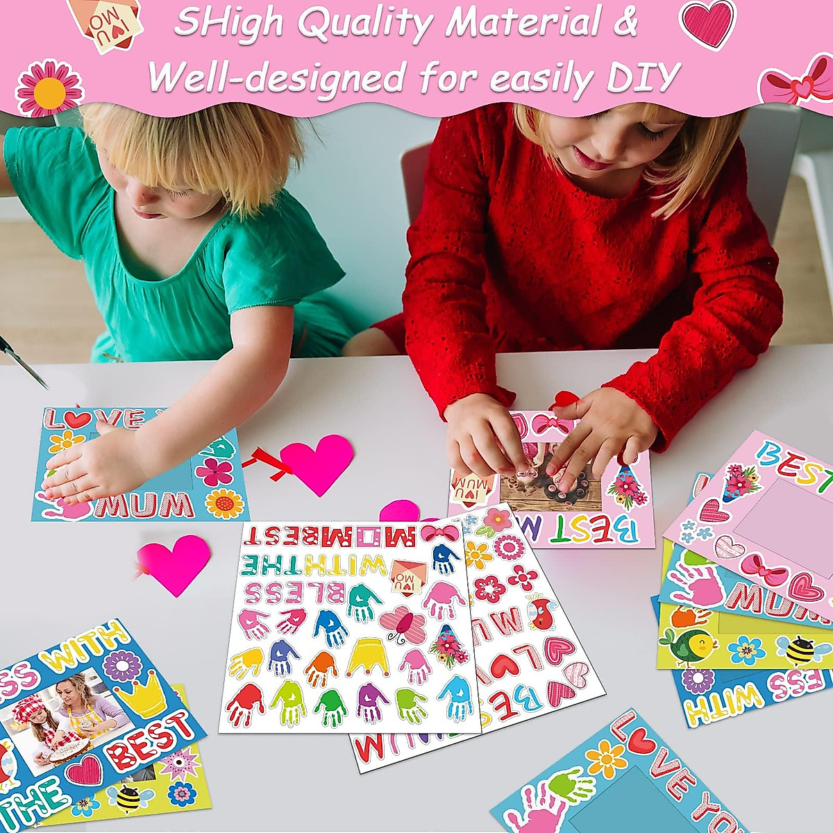 30 Packs Mother's Day Picture Frame Craft Kits for Kids Mother's Daytime DIY Craft Flower Bee Butterfly Easter Art Favor Home Classroom Game Activities Bulletin Board Decoration